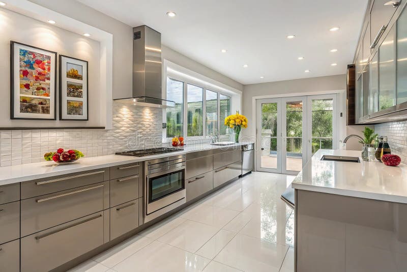 A Beautiful Modern Kitchen Interior Stock Photo - Image of decor ...