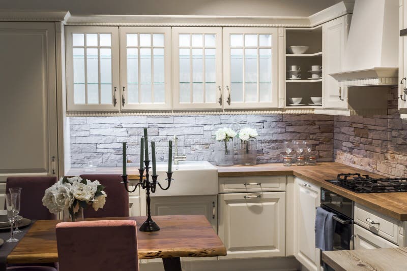 Beautiful Modern Kitchen in Luxury Contemporary Home Interior Editorial ...