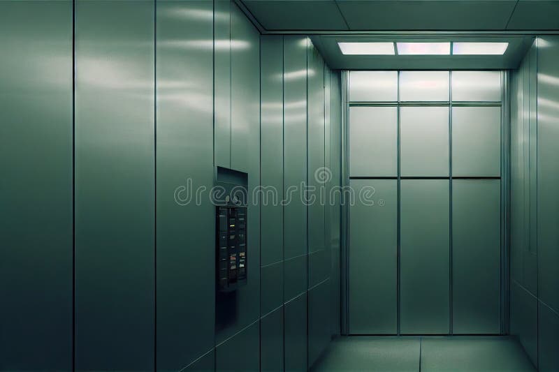 Beautiful Modern Lift Doors with Stylish Greenish Lighting Stock Photo ...