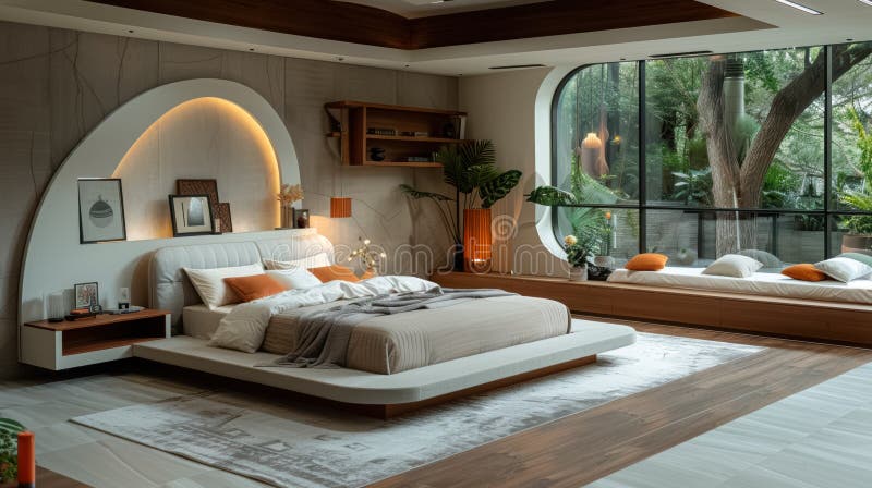 Beautiful Modern Minimalist Bedroom Design Stock Illustration ...