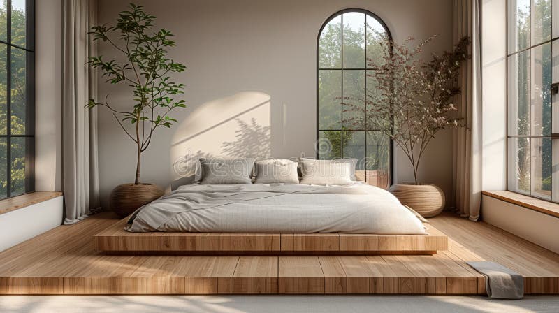 Beautiful Modern Minimalist Bedroom Design Stock Illustration ...