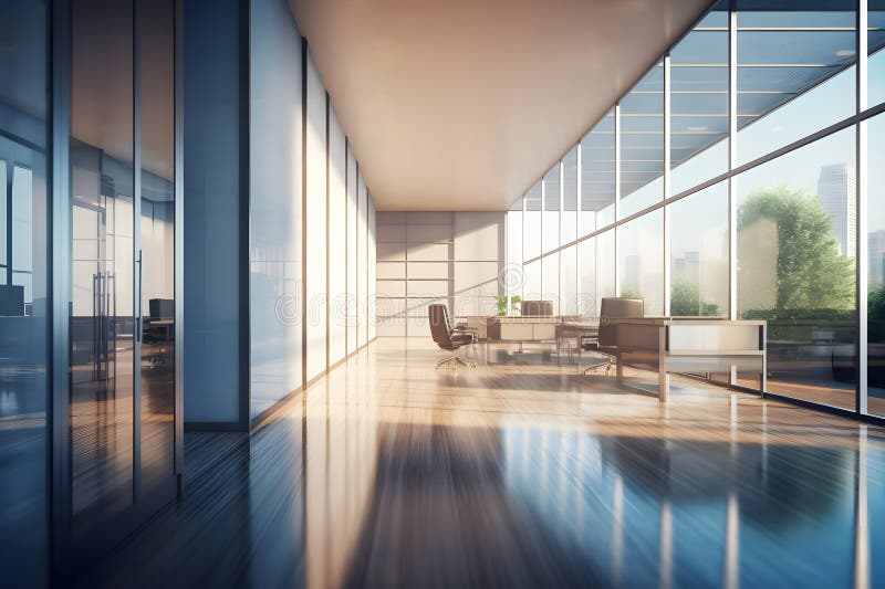 Beautiful Modern Office Interior with Panoramic Windows and Beautiful ...