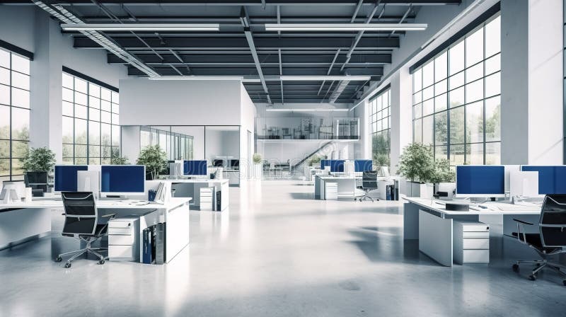 Beautiful Modern Open Space Office Interior Stock Illustration ...