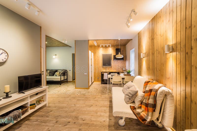 Beautiful Modern Studio Home Interior. New Design. Stock Image - Image ...