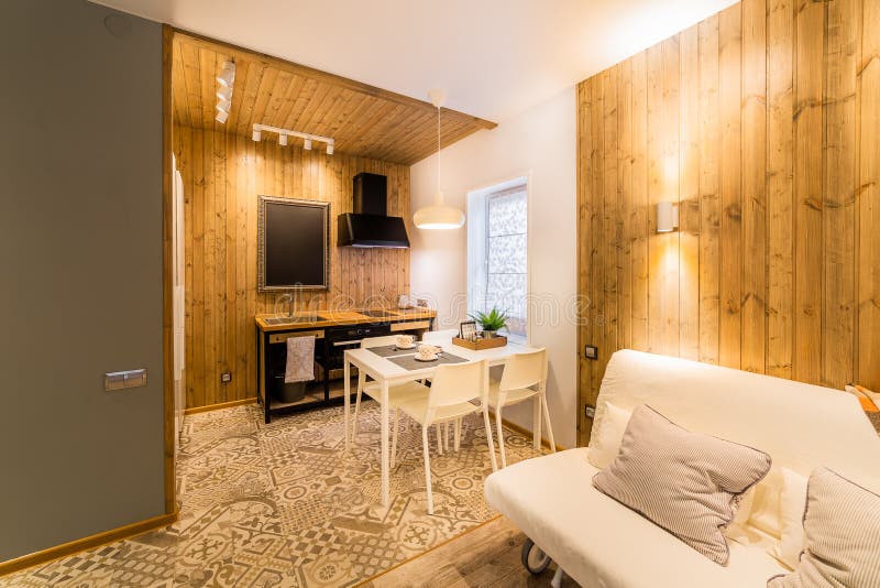 Beautiful Modern Studio Home Interior. New Design. Stock Photo - Image ...