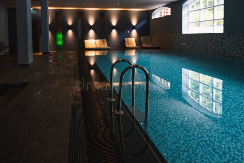 Beautiful Modern Swimming Pool, Inside Stock Photo - Image of public ...