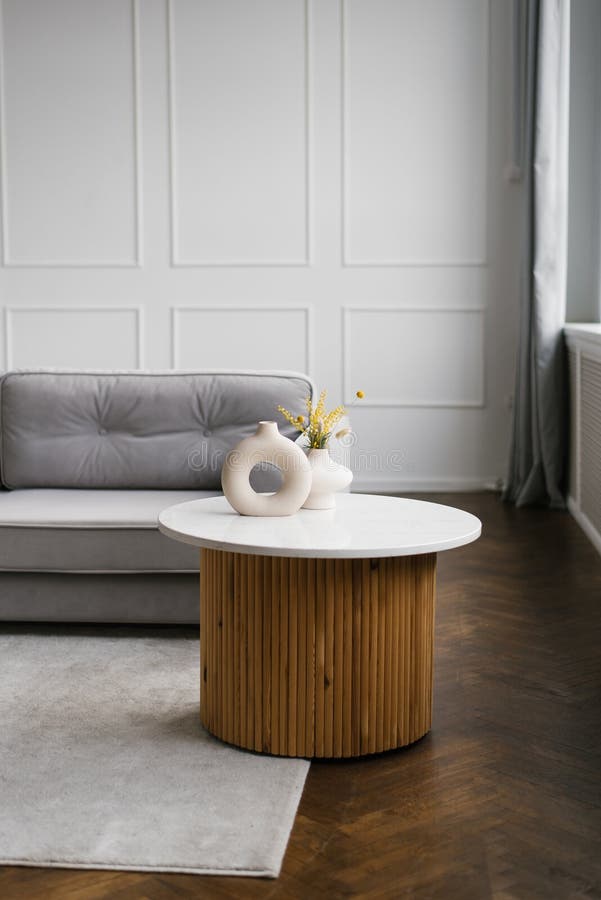 Beautiful Modern Table with Marble Top in a Modern Living Room Stock ...