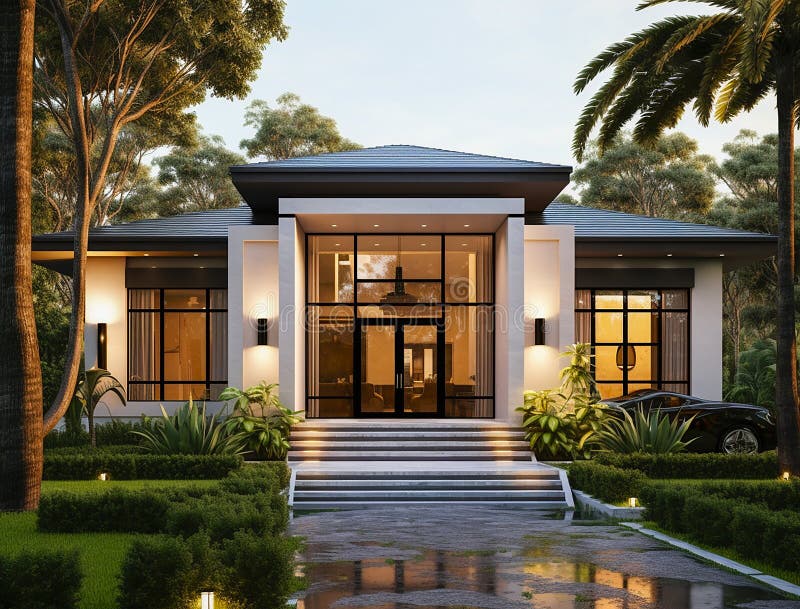 Beautiful Modern Villa in Classic Style in Greece Stock Illustration ...