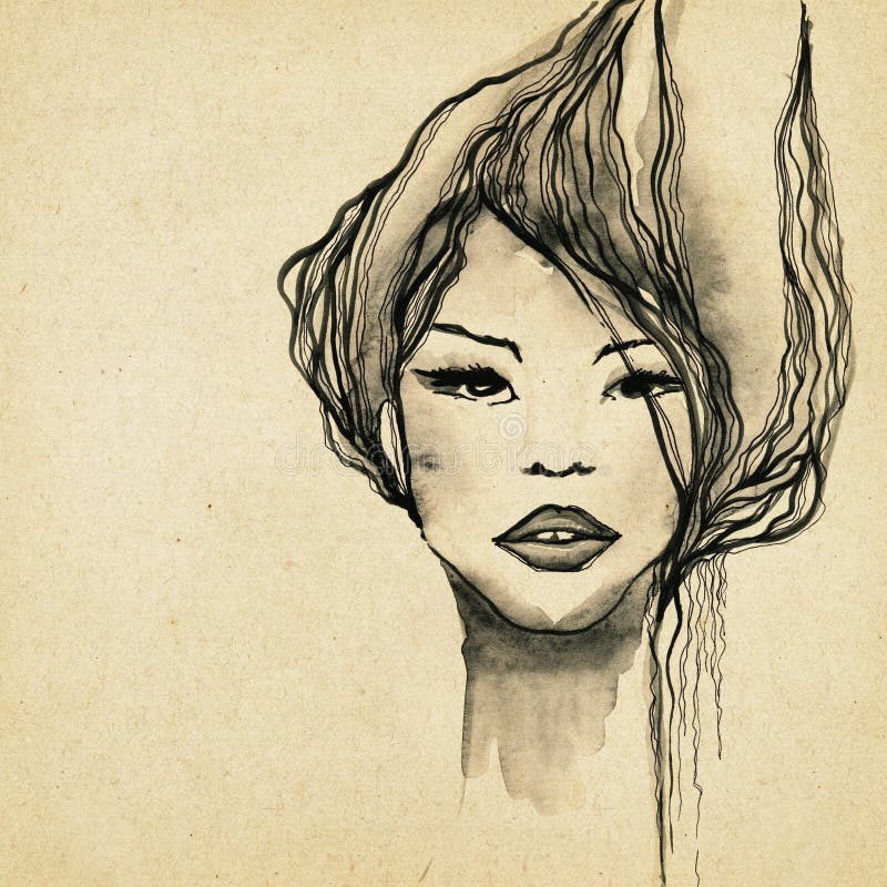 Beautiful Modern Woman Drawing Stock Illustration - Illustration of ...