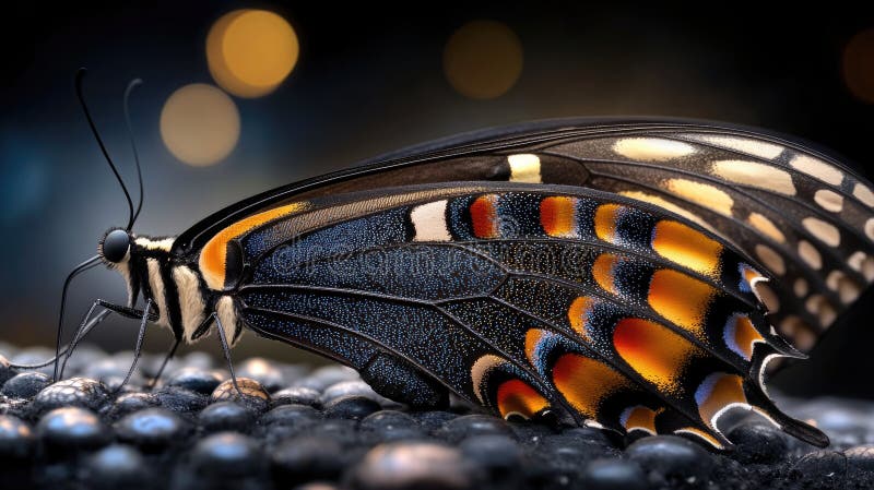 A Beautiful Monarch Butterfly Showcases Its Intricate Wing Patterns ...