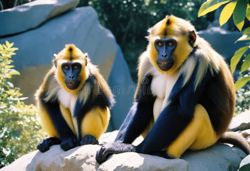 Beautiful monkeys outdoors stock illustration. Illustration of watching ...