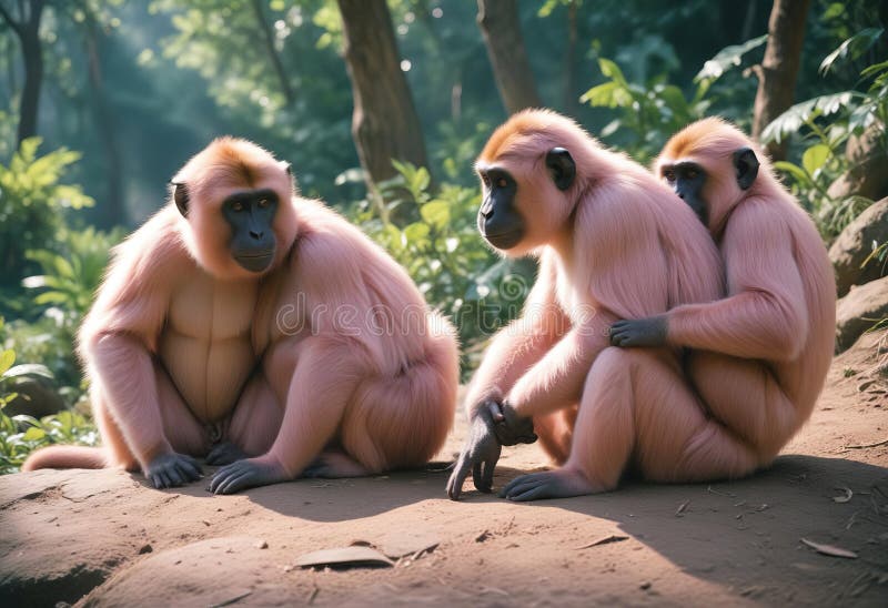 Beautiful monkeys outdoors stock illustration. Illustration of jungle ...