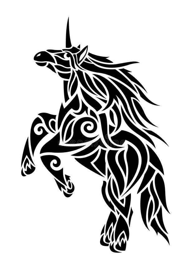 Tattoo Unicorn Sketch Handmade Design Stock Illustration