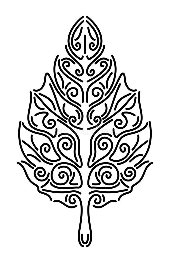 Line Art with Black Decorative Leaf Shape Stock Illustration ...