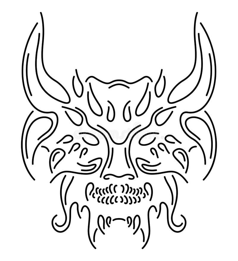 Vector Line Art with Isolated Demon Head Stock Vector - Illustration of ...