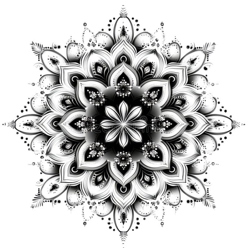 Beautiful Monochrome Mandala with Intricate Details and Delicate ...