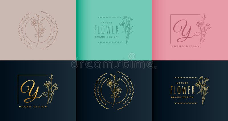 Beautiful Monogram Flower Logotype Collection Design Stock Vector ...