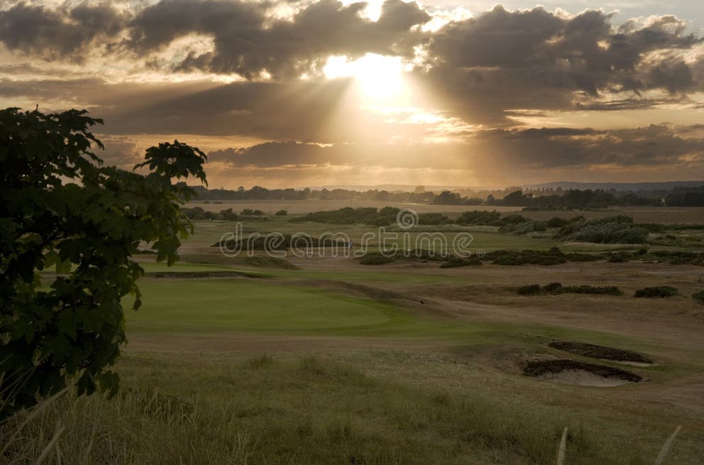 Beautiful Moody Sunset Over Golf Course Stock Photo - Image of fairway ...