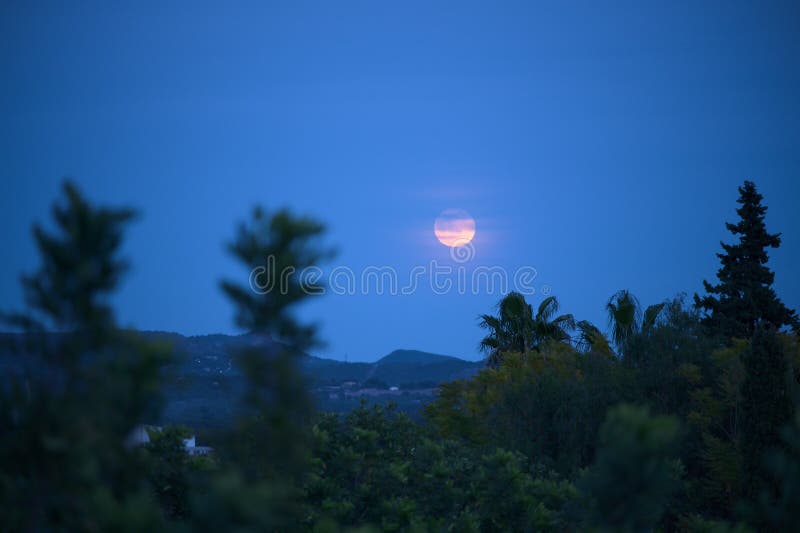 Beautiful Moon in the Dusk. Landscape Format Stock Photo - Image of ...