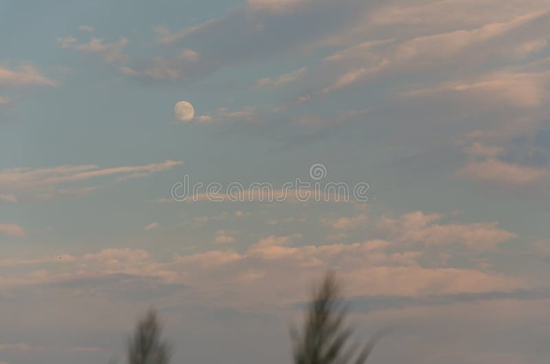 Beautiful Moon in the Evening Sky Sunset Stock Image - Image of calm ...