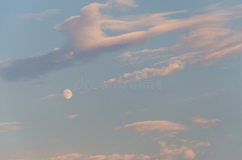 Beautiful Moon in the Evening Sky Sunset Stock Image - Image of ...