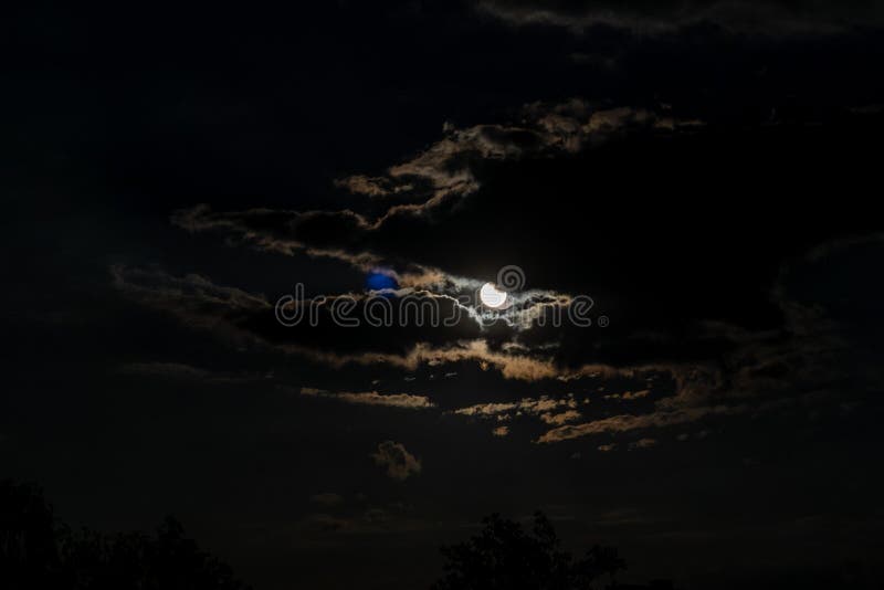 Beautiful Moonlit Sky with Clouds. Night at Twilight Stock Photo ...