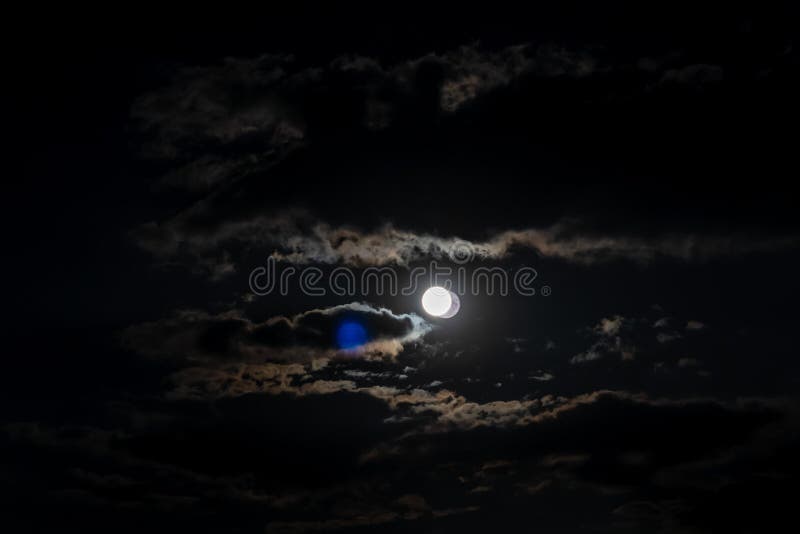 Beautiful Moonlit Sky with Clouds. Night at Twilight Stock Image ...