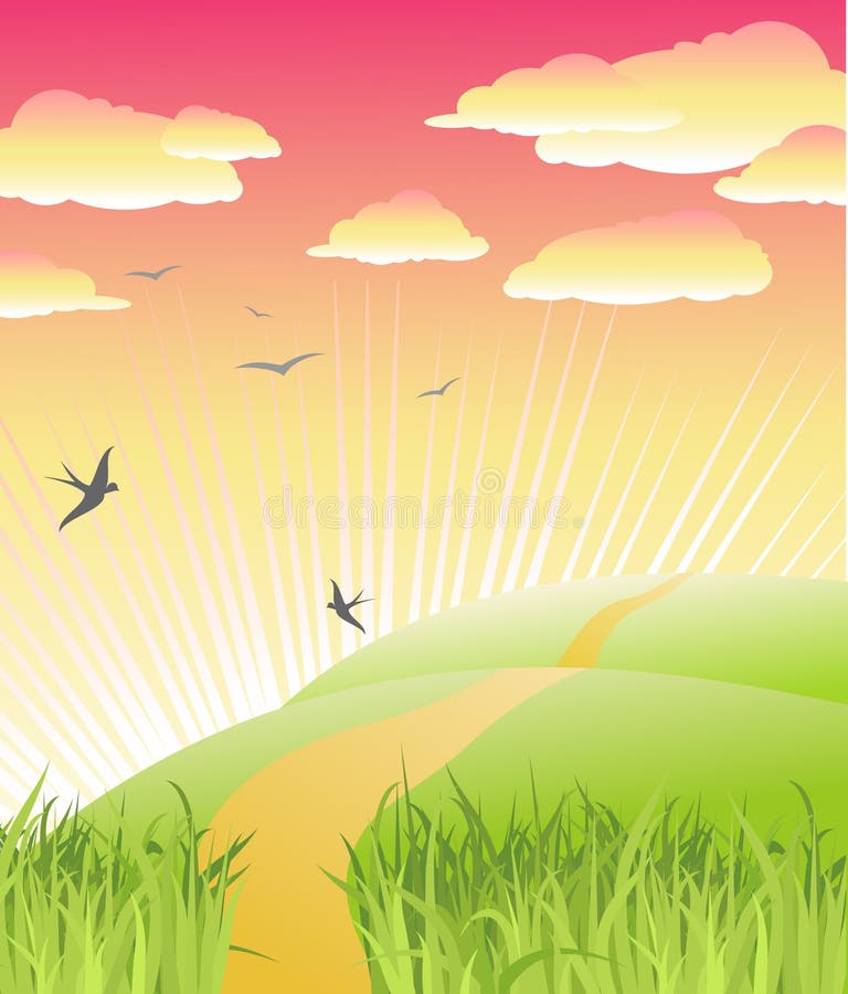 Beautiful sun day / Vector stock vector. Illustration of land - 4579809