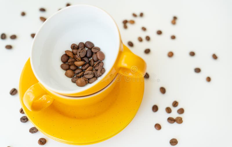 Beautiful Morning, the Process of Making Coffee, a Yellow Cup on a ...