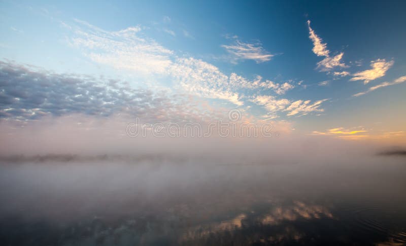 Beautiful Morning with Rising Sun on Lake Stock Image - Image of ...