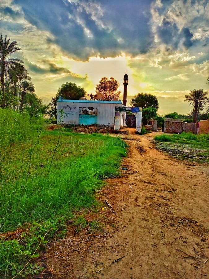 Beautiful Morning Scene in Village of Masjid Stock Image - Image of ...