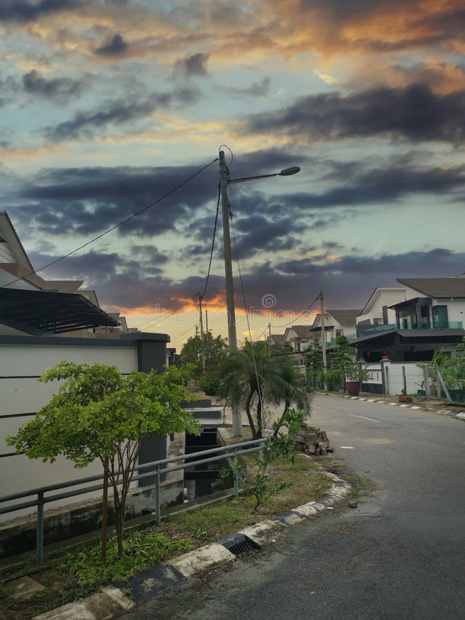 Beautiful Morning Sky at the Housing Street. Stock Image - Image of ...