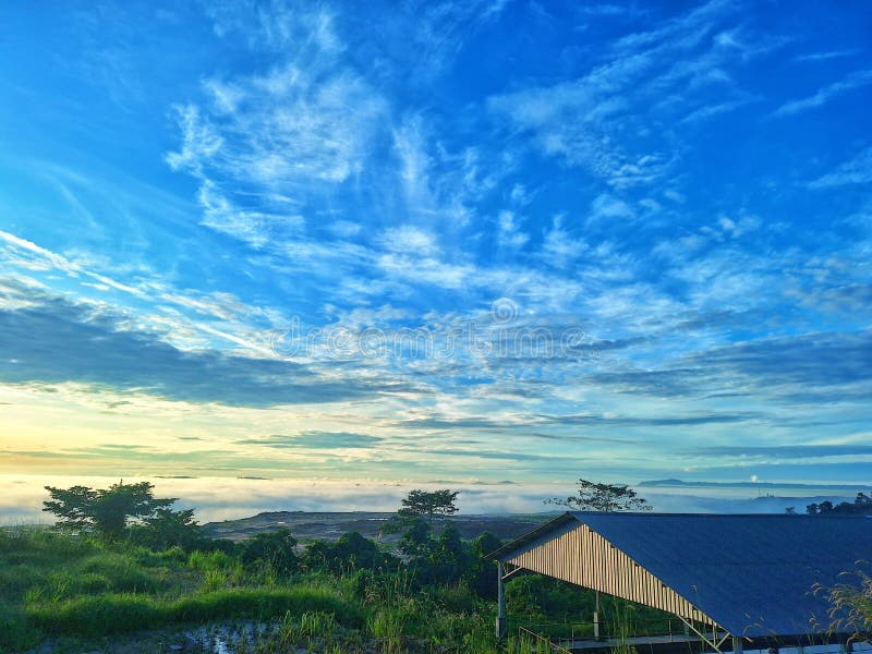 Beautiful Morning View. the Blue Sky is Decorated with White Clouds ...
