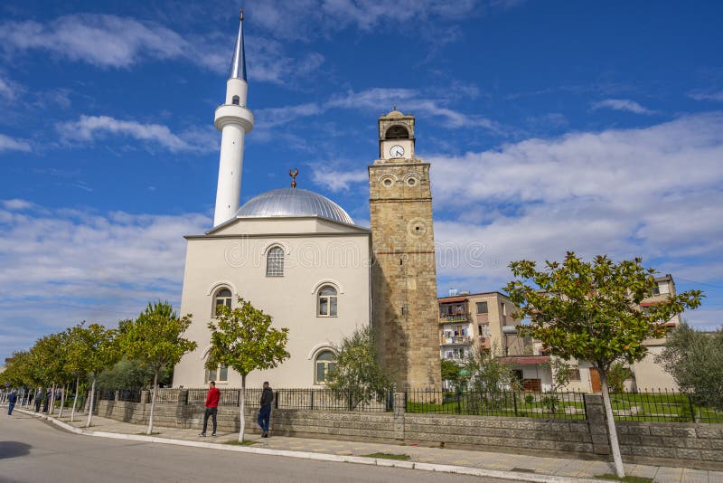 Beautiful Mosque and Clock Tower Editorial Stock Photo - Image of ...