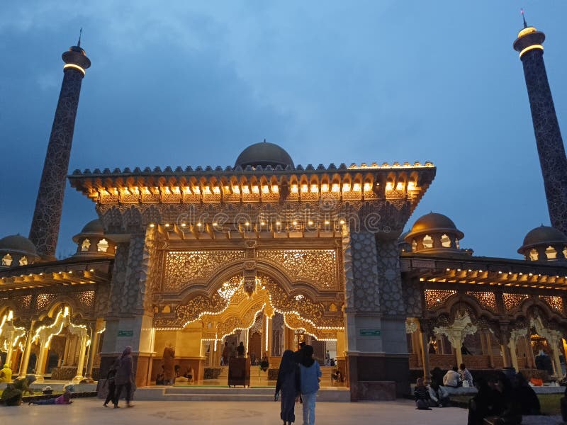 Beautiful Mosque in East Java at Night Stock Photo - Image of ...
