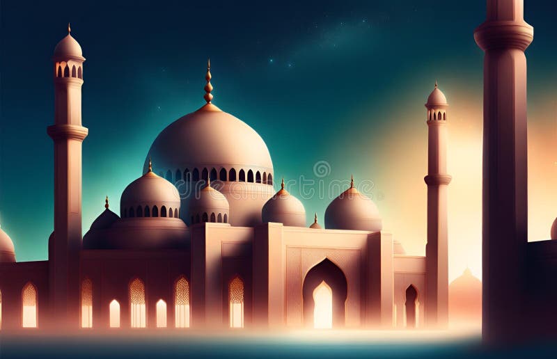 Beautiful Mosque on Eid Night Background Generative AI Stock ...