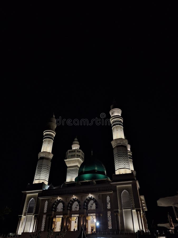 Beautiful mosque at night stock image. Image of night - 321817251