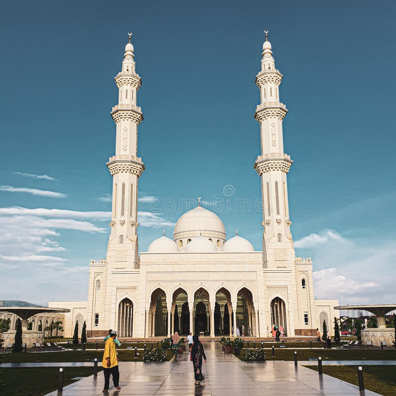 Beautiful Mosque with People Walking in Front Stock Image - Image of ...