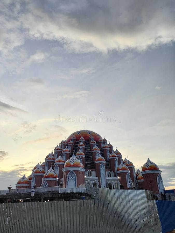 Beautiful Mosque and Sunset in the City of Makassar Stock Image - Image ...