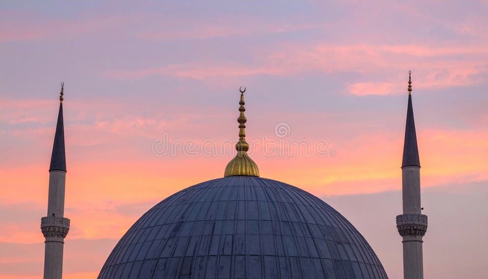 Beautiful Mosque with a Nice Background Pink and Blue Sky Scenery Stock ...