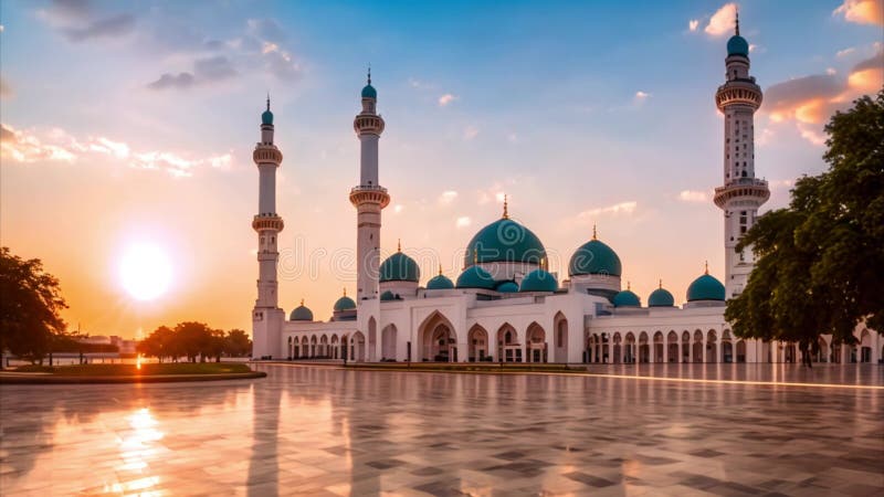 Mosque at Sunset stock footage. Video of minaret, building - 347233246