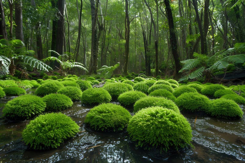 Beautiful Moss on Wet Tropical Rainforest Soil Stock Illustration ...