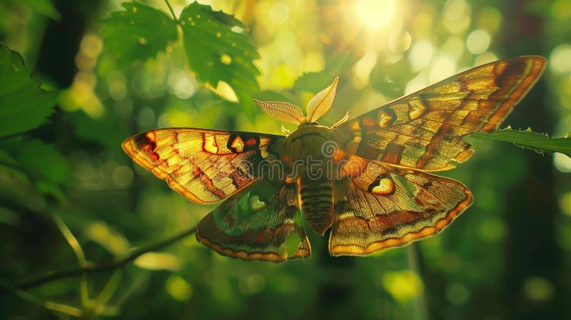 Beautiful Moth Basking in the Forest Sunlight. Generative Ai Stock ...