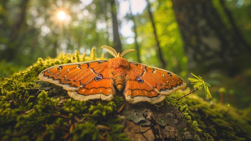 Beautiful Moth Basking in the Forest Sunlight. Generative Ai Stock ...