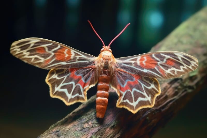 Beautiful Moth with Unique Wing Patterns on a Branch Stock Illustration ...
