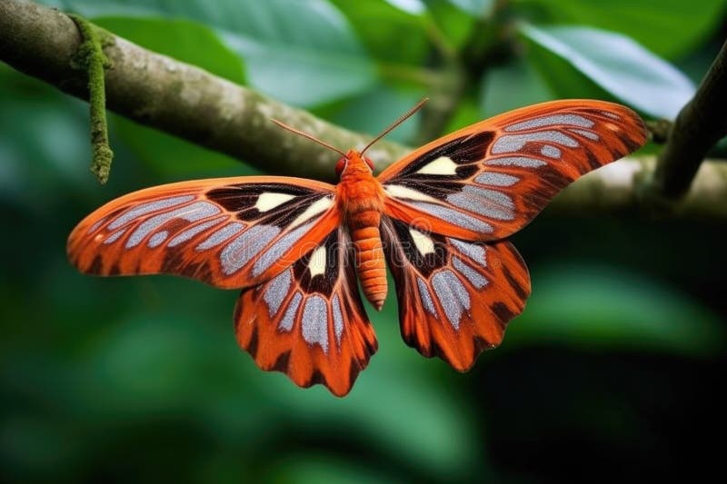 Beautiful Moth with Unique Wing Patterns on a Branch Stock Illustration ...