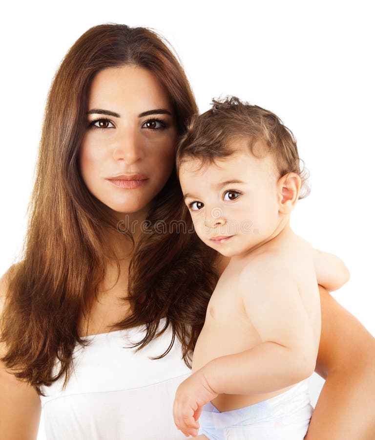 Beautiful Mother Holding Baby Boy Stock Image - Image of female, love ...