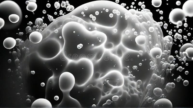 Beautiful Motion through the Underwater Bubbles Cloud on Black and ...