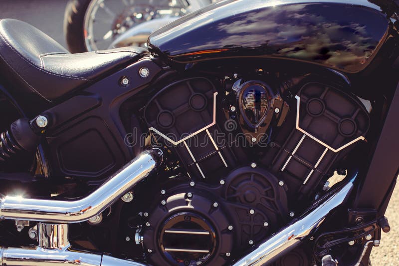 Beautiful Motor of a Modern Motorcycle Close-up Stock Photo - Image of ...