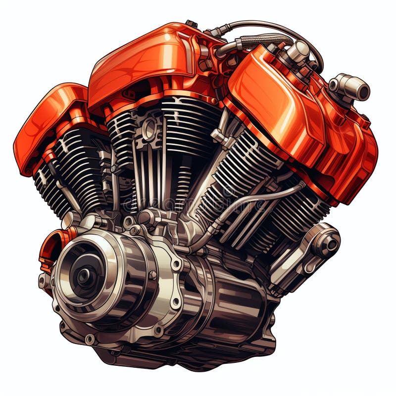 Beautiful Motorcycle Engine Watercolor Clipart Illustration Stock ...